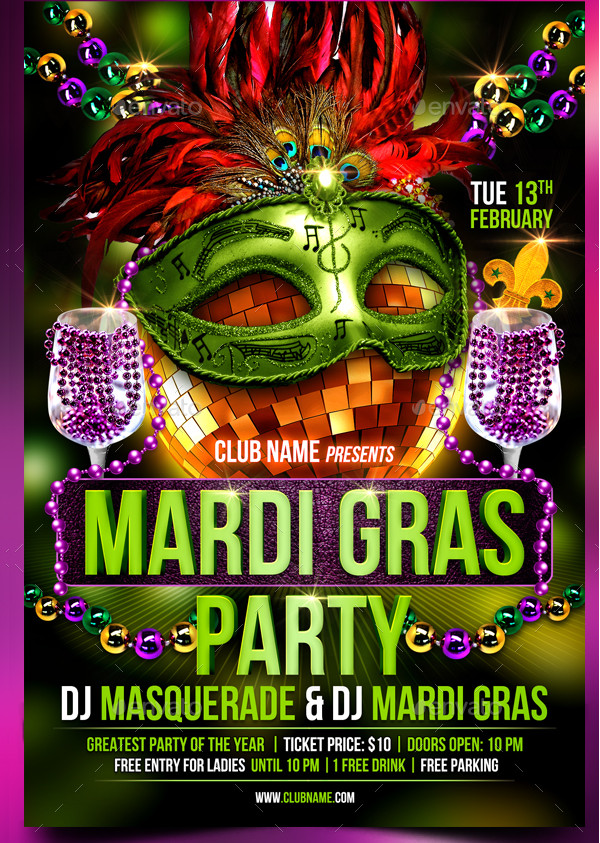 27 Mardi Gras Party Flyer Templates Free Premium Download
