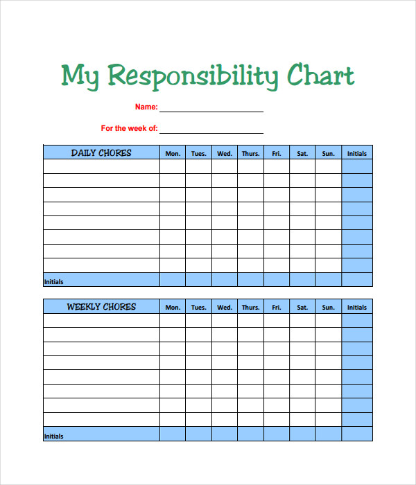 Responsibility Chart Printable