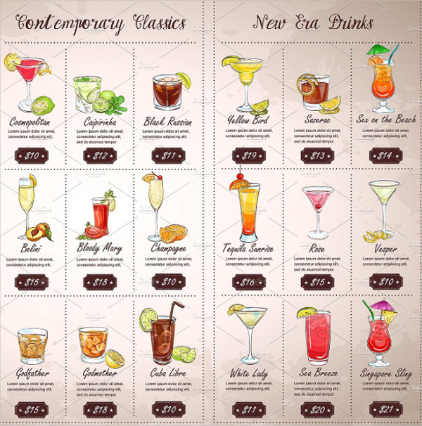21 Cocktail Menu Templates Free Premium Download
