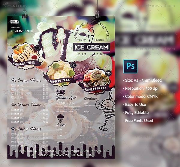 Ice Cream Menu Template - 19+ Free & Premium Download
