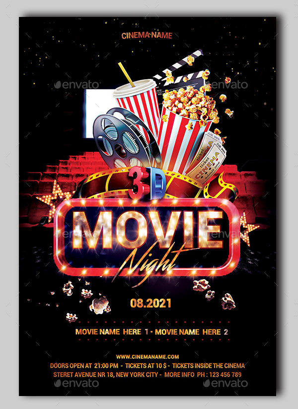 Movie Night Flyer Template 23 Free Premium Designs Download